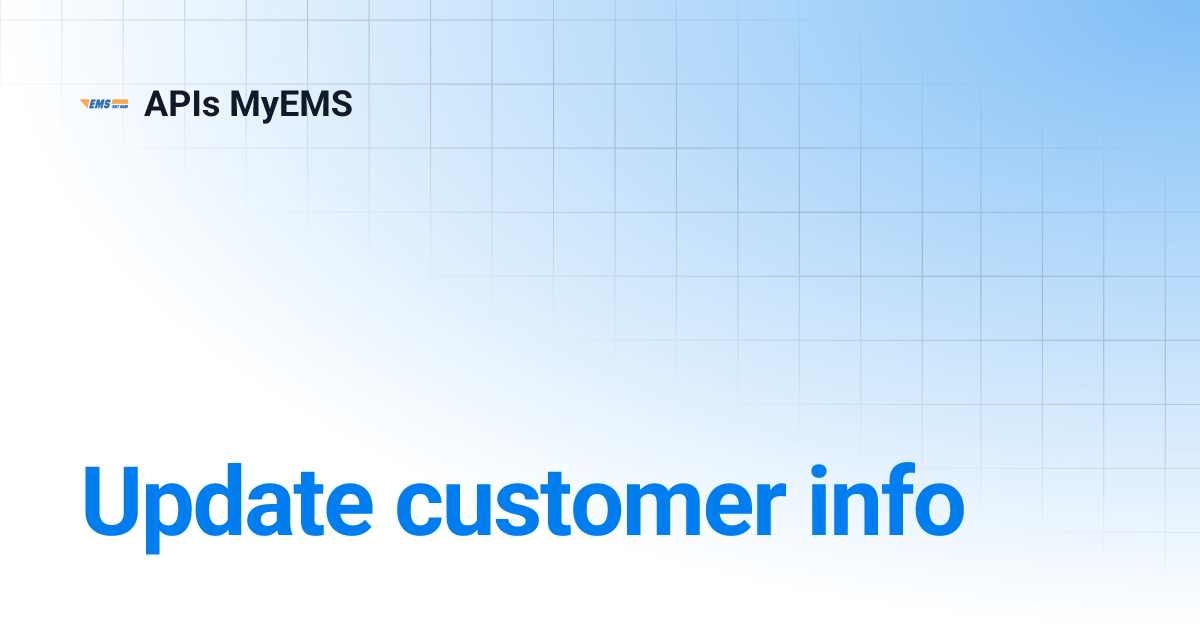 Update customer info | APIs MyEMS